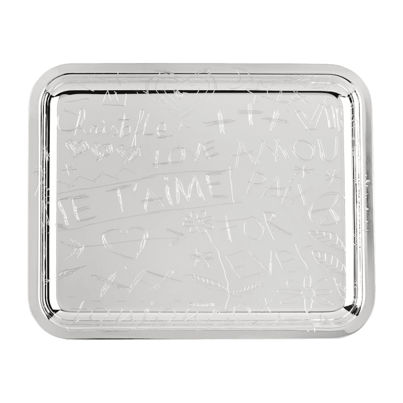 Silver-Plated Rectangular Tray - 8 X 6 in Graffiti