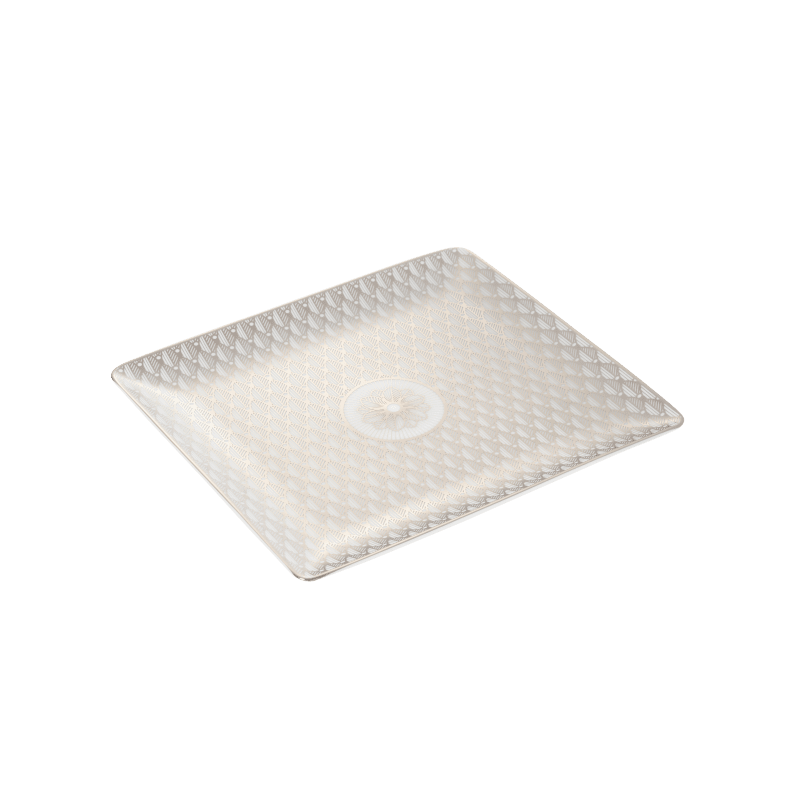 Porcelain Rectangular Tray Platinum Finish - 17 x 15 cm Malmaison ...