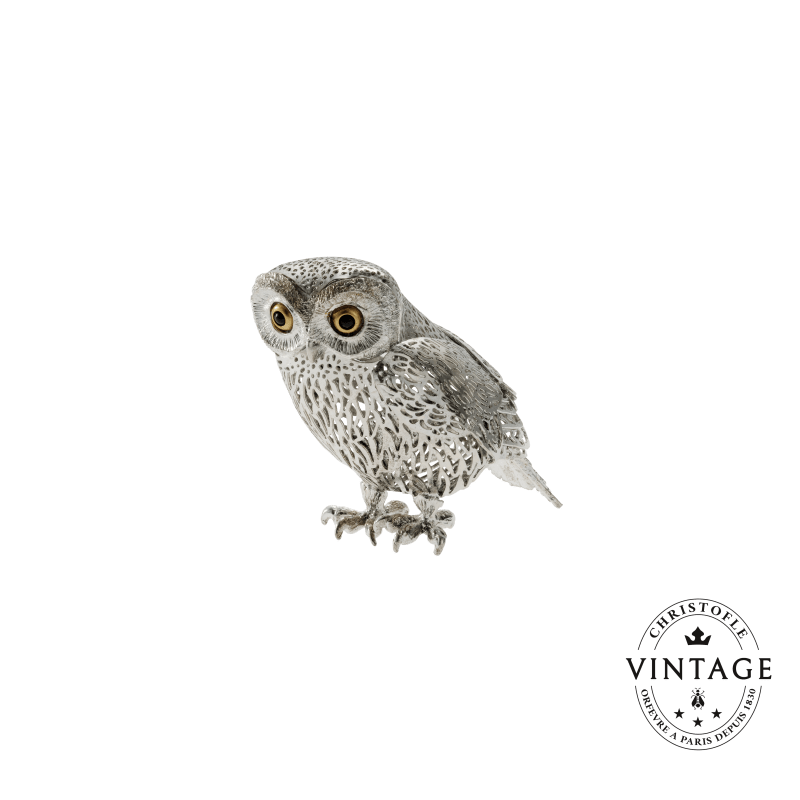 Vintage Silvered Little Owl Lumière d'Argent | Christofle USA