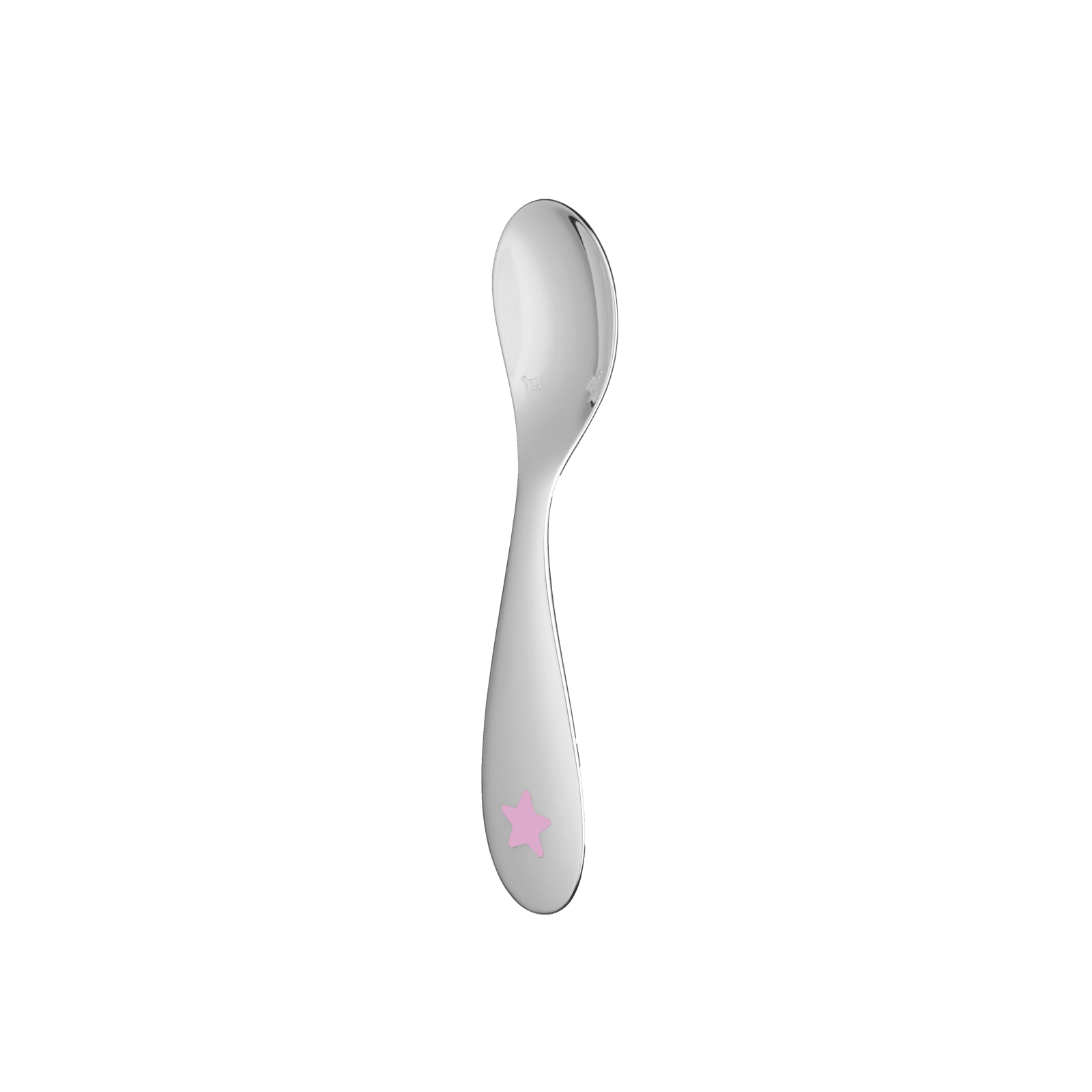 Silver plated Baby spoon, pink Star pattern Babystar - Christofle