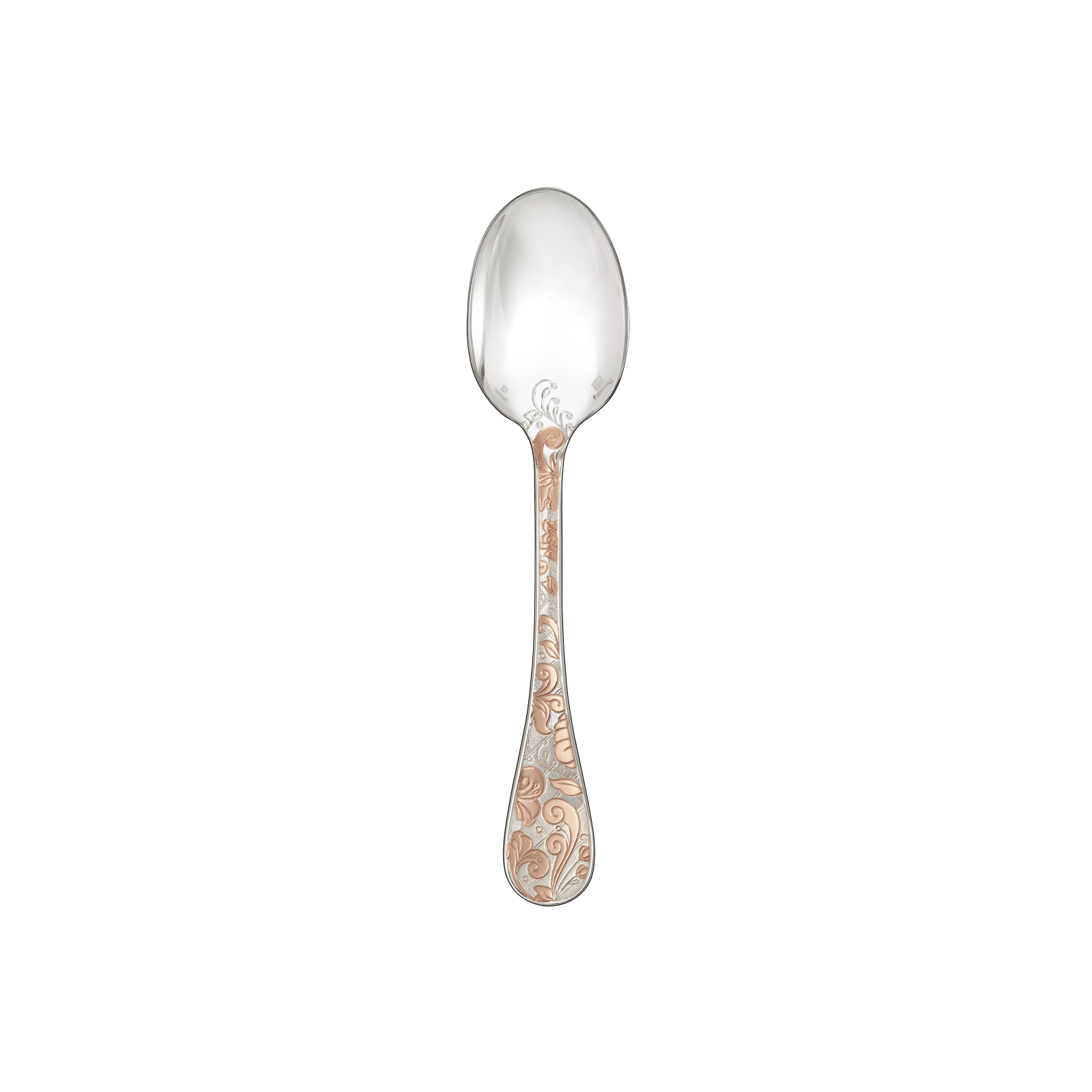 Partially Gilded Silver Plated Dessert Spoon - Pink Gold Jardin d'Eden ...