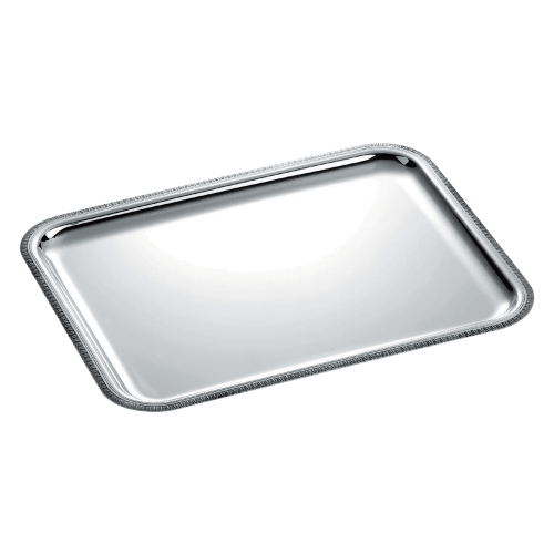 Silver-Plated Rectangular Tray 14 x 11 in Malmaison | Christofle USA