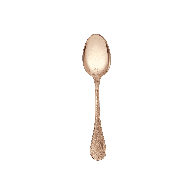 Gilded Silver Plated Dessert Spoon - Pink Gold Jardin d'Eden
