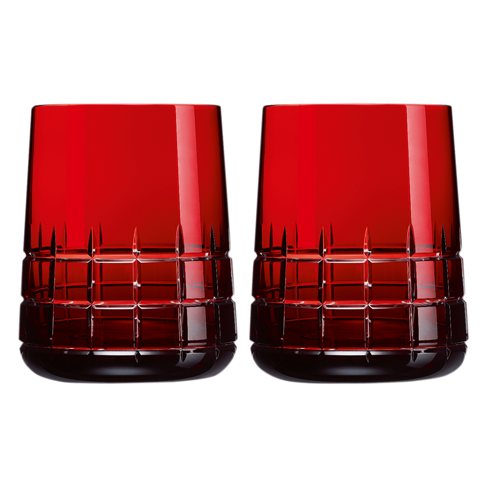 Red Crystal Water Glasses - Set of Two Graphik